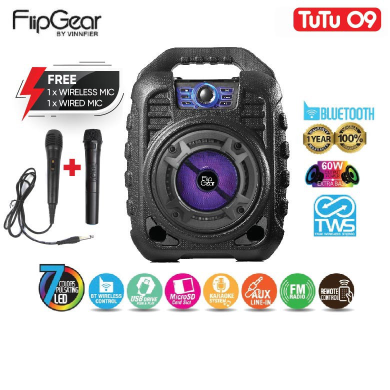 Vinnfier FlipGear Tango 303 WM Bluetooth TWS Portable Speaker Karaoke system 303wm Free 1x ...