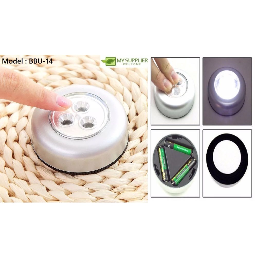 BBU-14 Stick Touch Lamp 3 LED Light Battery Powered Light Lamp 7cm ...
