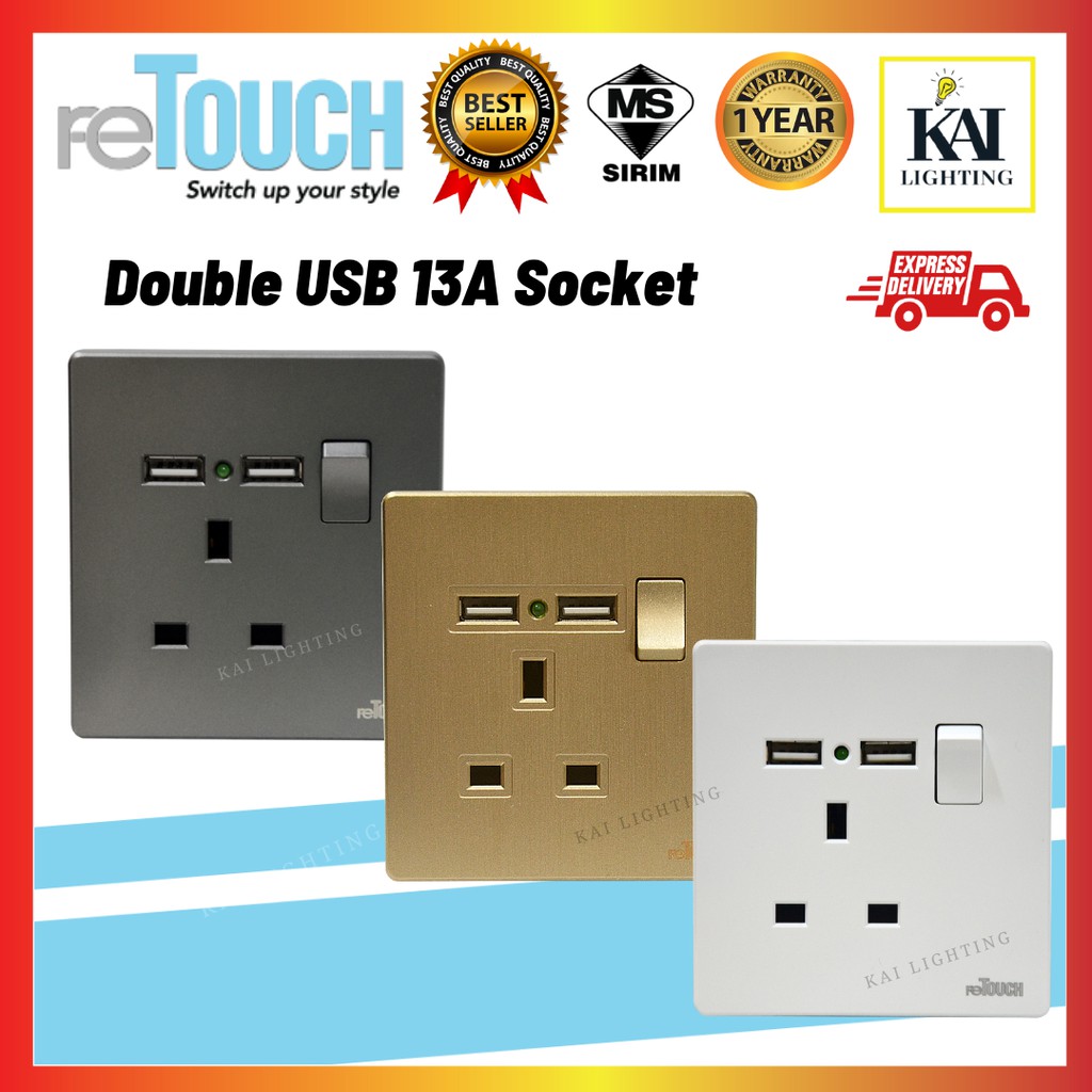 Zenso / reTouch Ultra Rimless 13Amp Universal Multiple Switch Socket c ...
