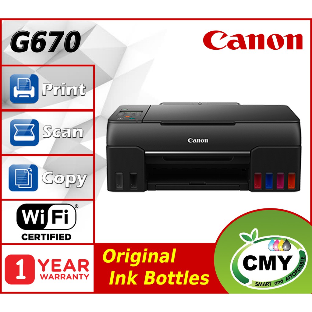 Canon Pixma G670 Easy Refillable Wireless All-In-One Ink Tank for High ...