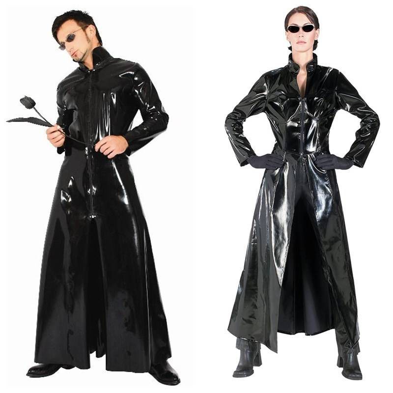 The Matrix role play costume patent leather cloak men and women killer ...