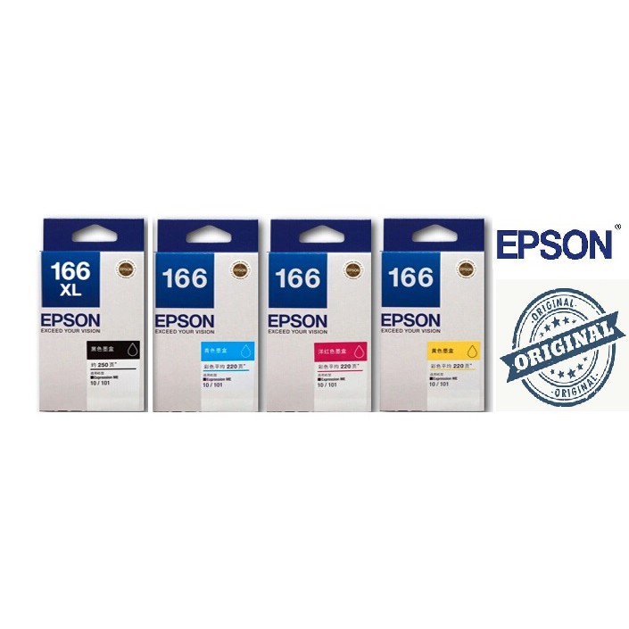 [ORIGINAL] Epson Ink 166 Black XL/Magenta/cyan/yellow Ink Cartridge ...
