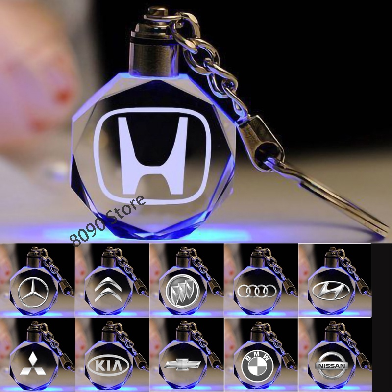 1Piece LED Light Car Logo Keyfob Keychain Creative Key Holder Keyring ...