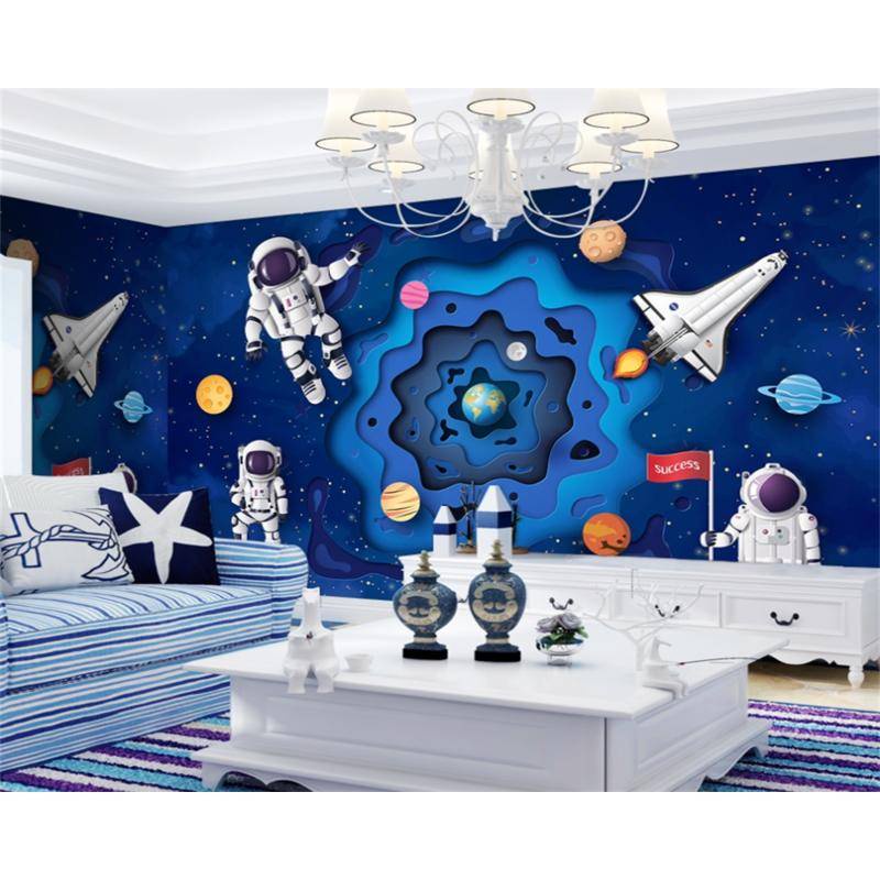Custom Any Size 3D Cartoon Starry Universe Planet Wallpaper Home Decor ...