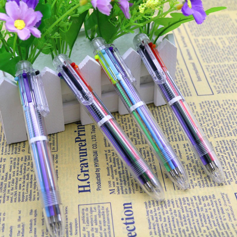 Premium Quality 6in1 Colors Ball Point Pen Push Type Pens For School ...