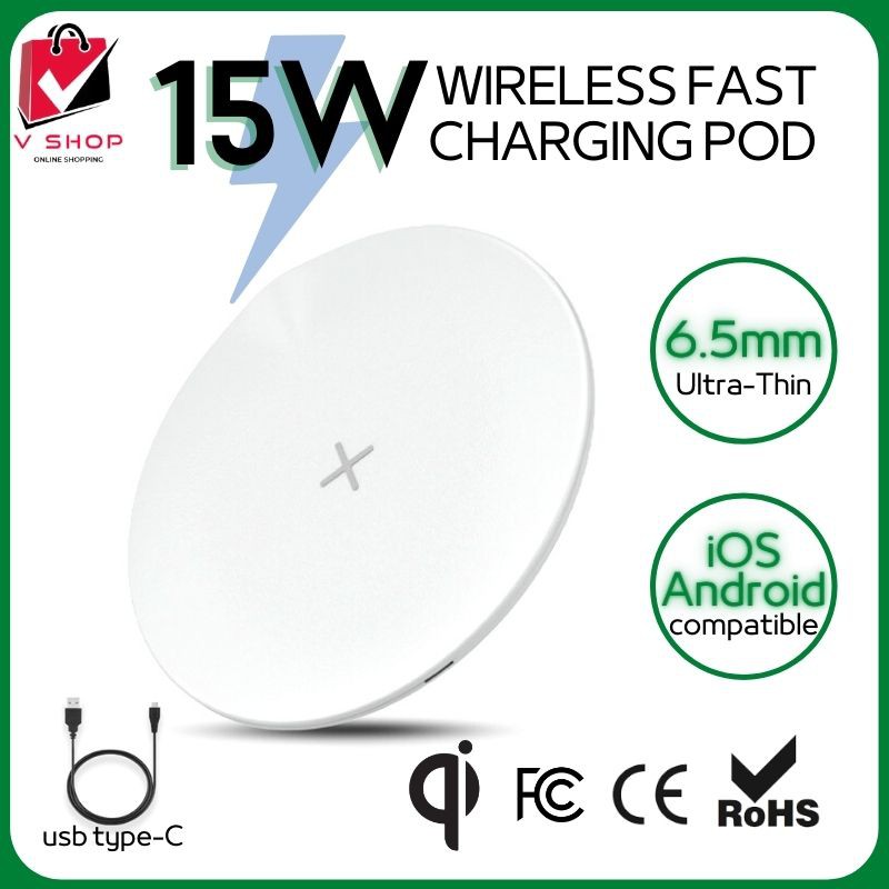 [READY STOCK] Wireless Charger 15W Fast Charging Pod Ultra Thin 6.5mm ...