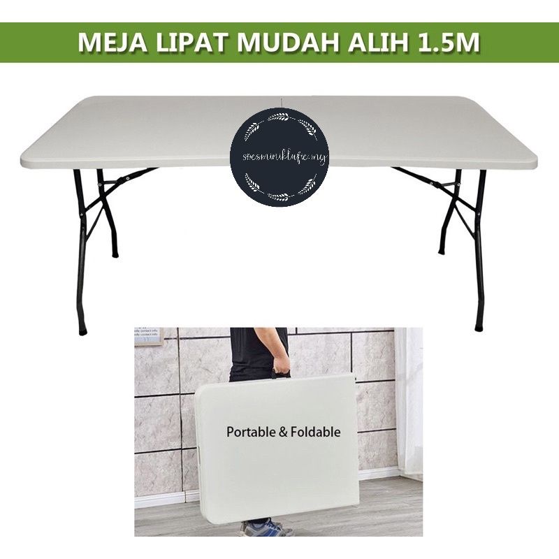 5 kaki 5 feet 150cm Meja Lipat Mudah Alih Meja Banquet Portable Folding ...