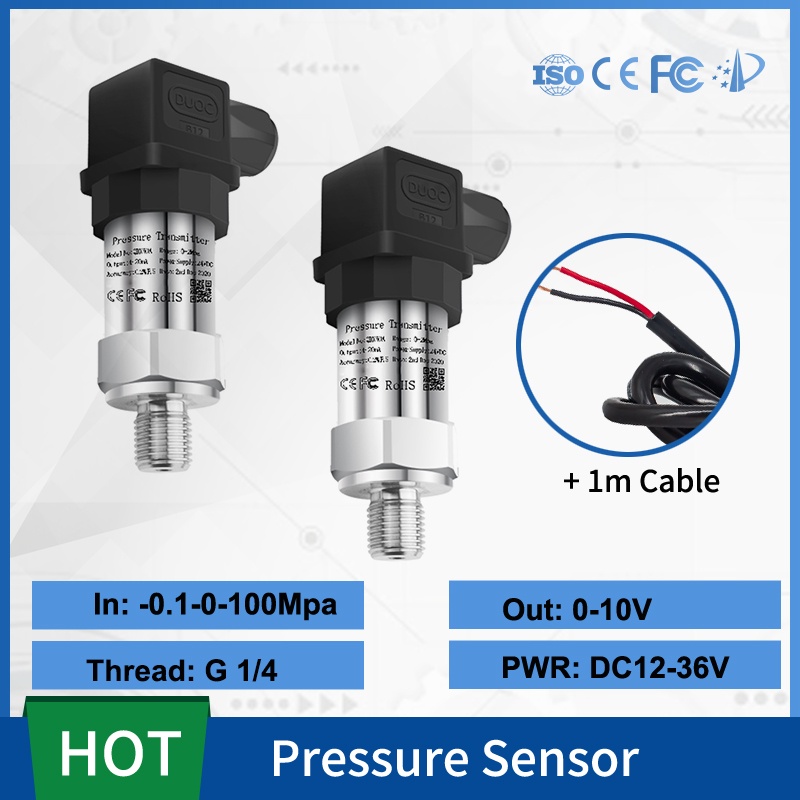 Pressure Transmitter Measuring Range -0.1-0-100Mpa 0-5V 10V Output Pressure Sensor Water ...