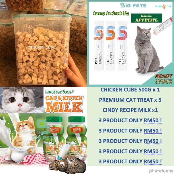 Rm50 set super combo chicken cube 500g+ cindy recipe milk + 5 cat treat ...