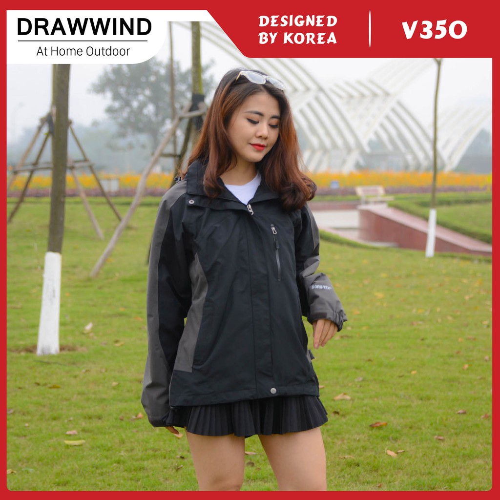 2-layer waterproof windbreaker for men and women, black and gray, Asian ...