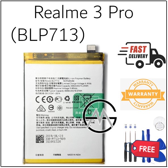 Original Realme 3 PRO RMX1851 Battery BATERI BLP713 (4050 mAh) | Shopee ...