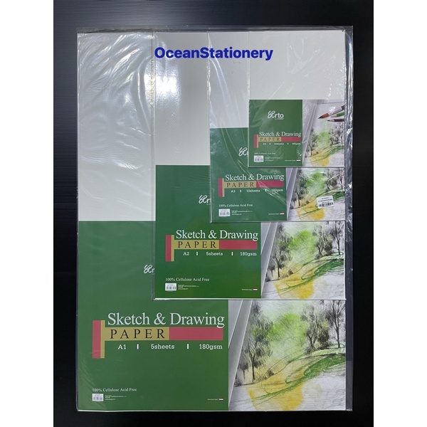 Campap Arto Sketch & Drawing Paper 素描 图画纸180gsm - A4 / A3 / A2 /A1 Size ...