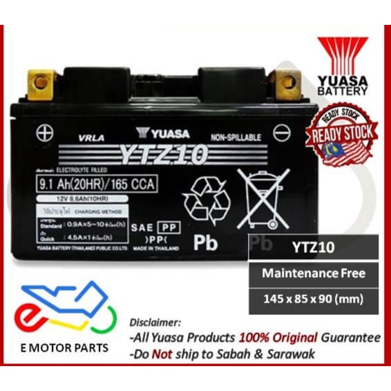 WARANTY3bulan} Yuasa / Koyoko / BS Ytz10 Ytz10s BTZ10S Bateri Battery ...