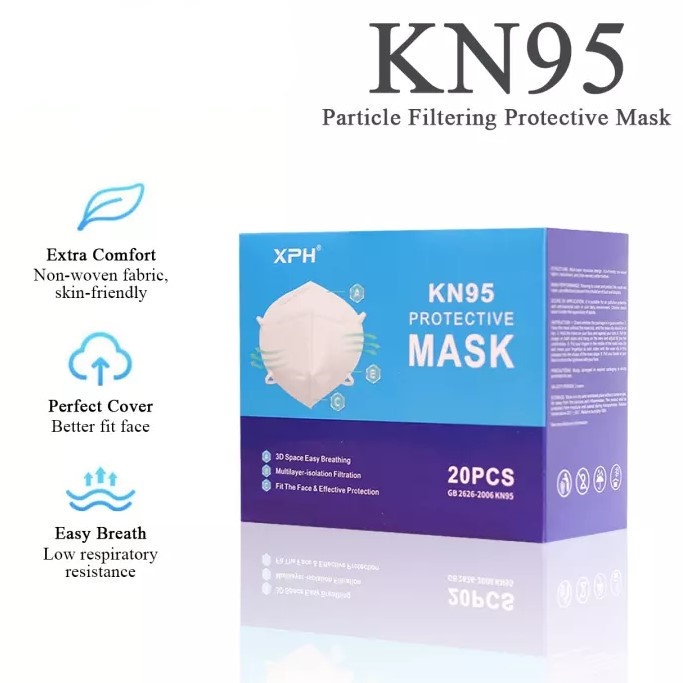 🔥 KN95 XPH Disposable Face Mask Protective Mask PPE Topeng Muka One Box ...