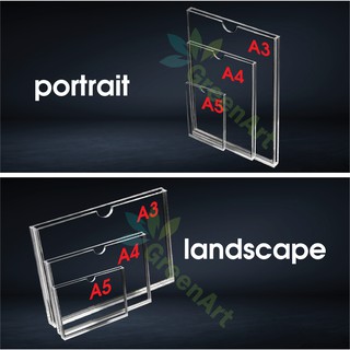 A3/A4/A5 Acrylic Slot in frame Acrylic Pocket Acrylic holder Akrilik ...