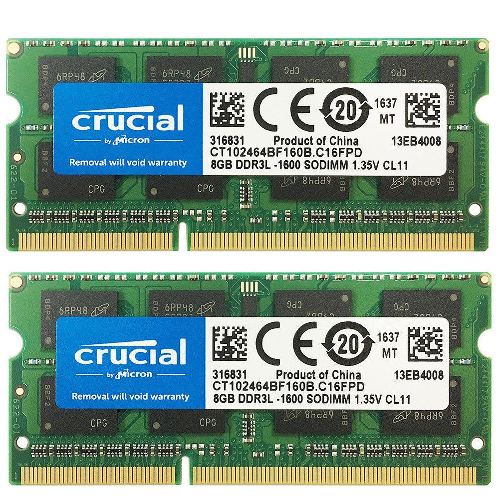 Crucial 16GB 2X8GB PC3L-12800 DDR3L-1600Mhz Sodimm 204Pin Laptop ...