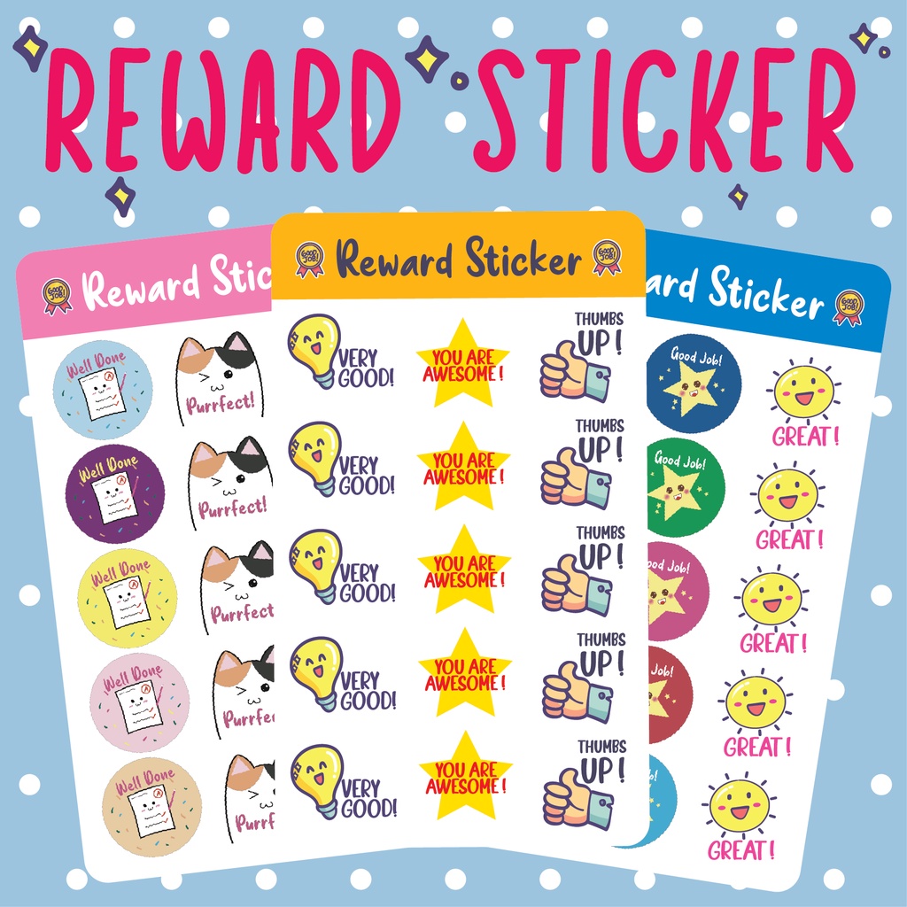 Cute Reward Sticker Sheet | Teacher Reward Sticker For Student | Shopee ...