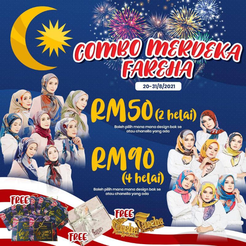 MERDEKA COMBO..TUDUNG FAREHA CHANELLA DAN BAKSE.. | Shopee Malaysia