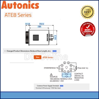Autonics Multi Range Analog Timer 3S/30S/3M/30M/3H ATE8-43E , 110 ...