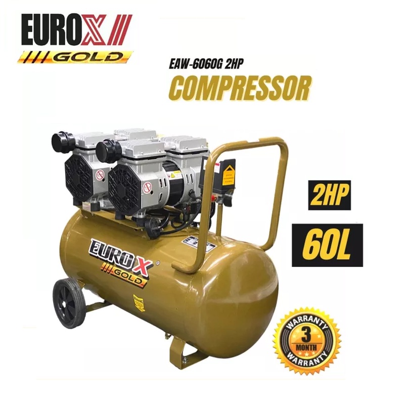 EUROX GOLD PORTABLE OIL-LESS AIR COMPRESSOR EAW-6060G 2HP (TANK:60L)/ EAW5030G 1HP (TANK:30L ...