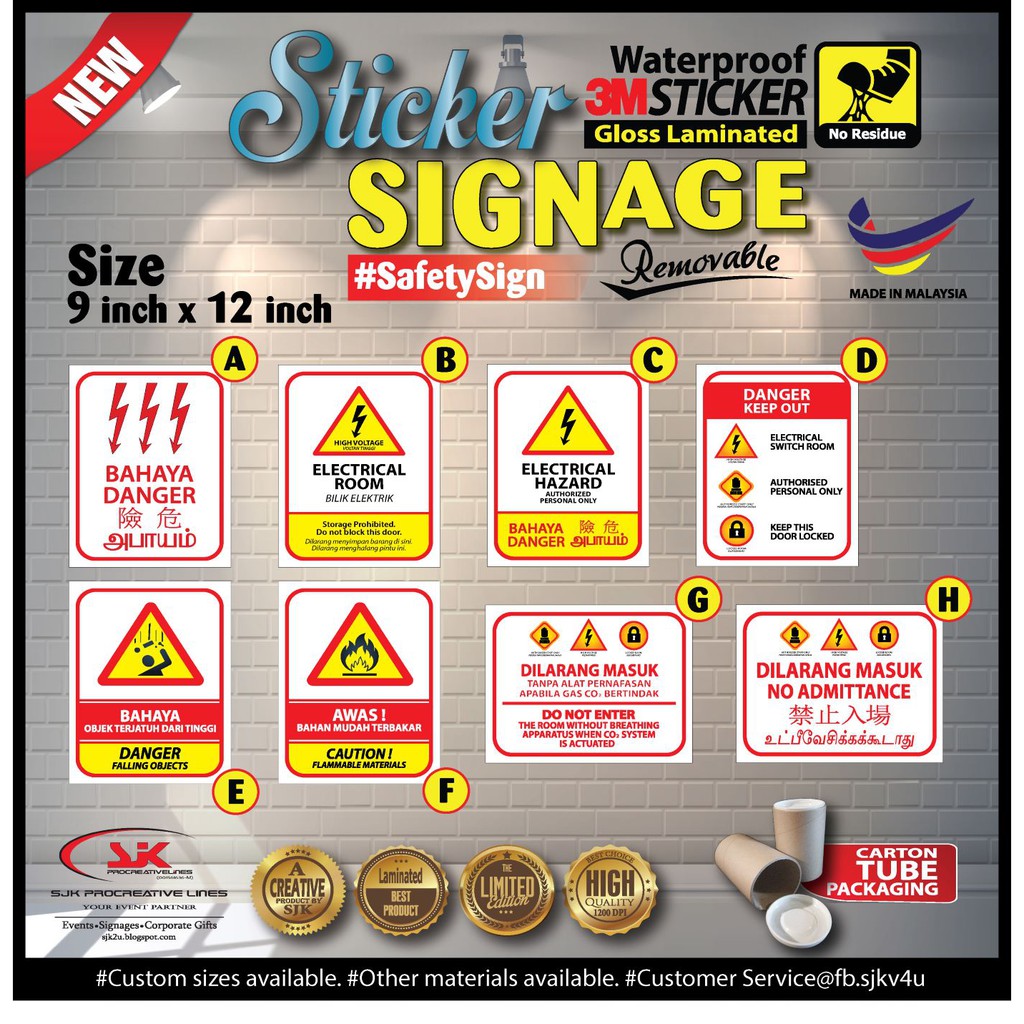 SJK - BAHAYA / DANGER / AMARAN / WARNING SIGNAGES 3M / M-ONE STICKER ...