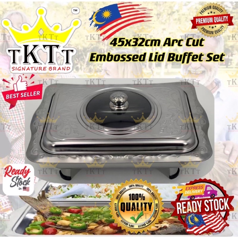 TKTT ™️ 45x32 XXL Embossed Lids Stainless Steel Buffet Set Catering ...