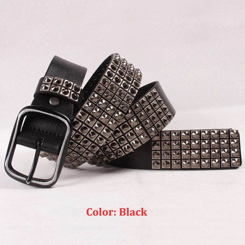 Luxury Metal Rivet Punk Hip-Hop Belt NEW Genuine Leather mens Studded ...