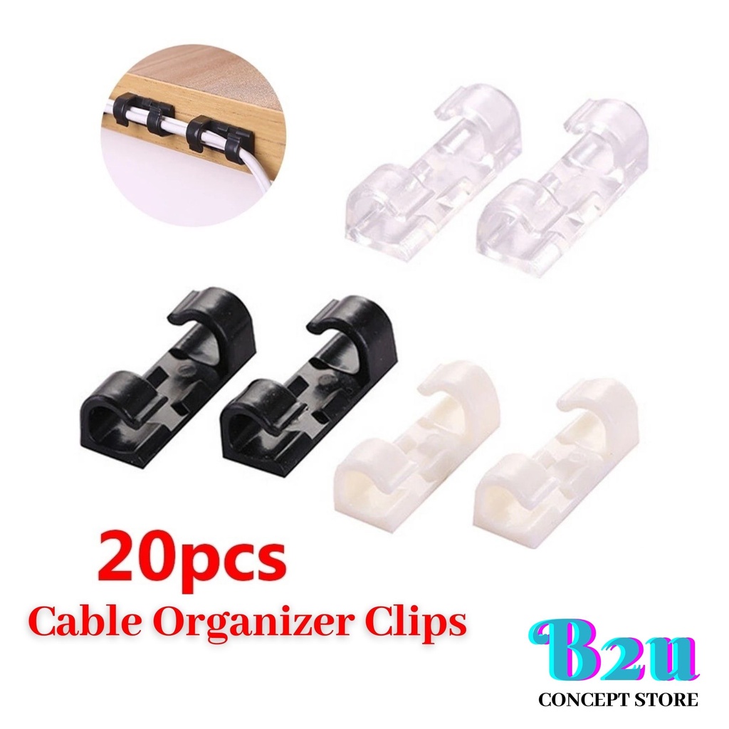 B2U Adhesive Wire Cable Organizer Clip Earphone Telephone Line Tie ...