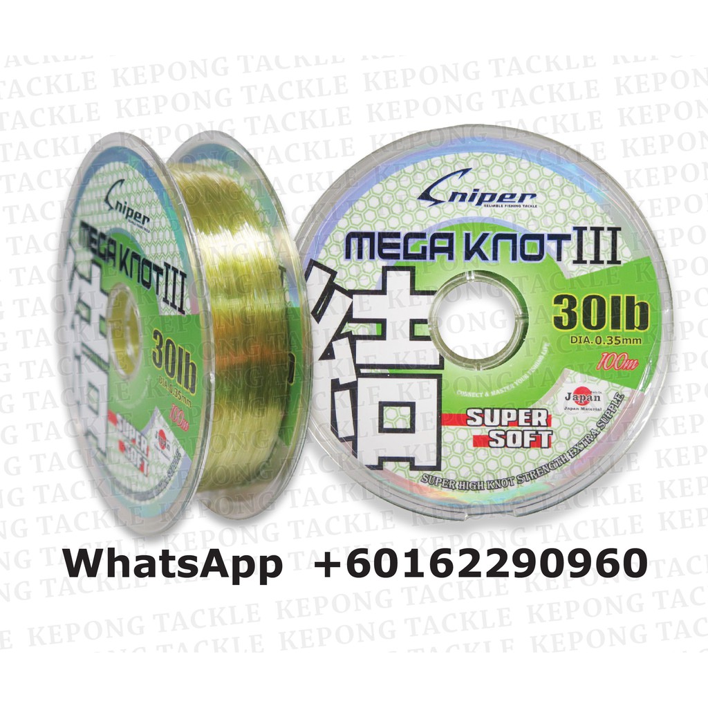 Sniper fishing Line Mega Knot III 100m Japan Material Mono Line tali ...