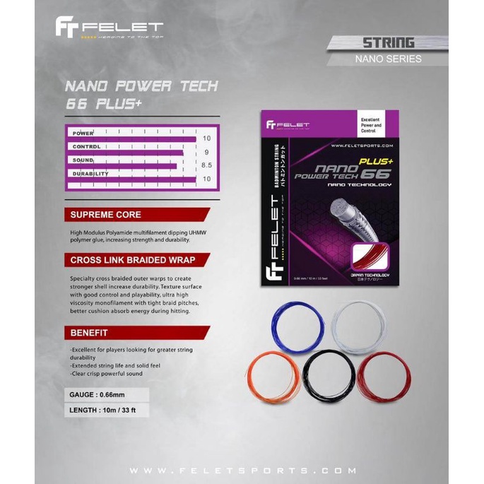 Felet Nano Power Tech 66 Plus Badminton String(1pcs) | Shopee Malaysia