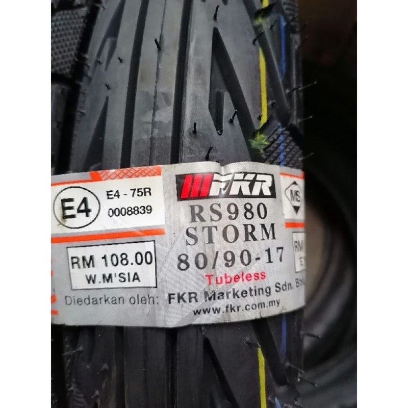 🔥🔥BIG SALES🔥🔥 [100% Original] FKR TAYAR RS980 STORM [80/90-17] Tubeless ...
