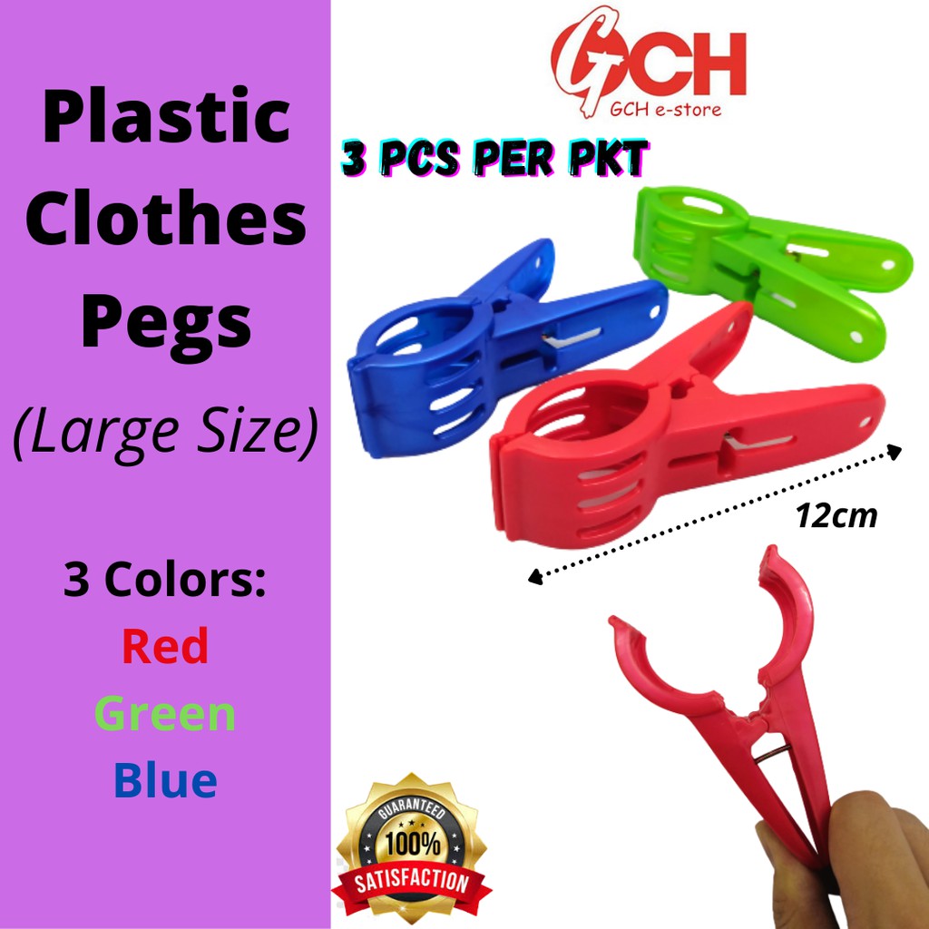(3pcs) Large Size High Quality Plastic Clothes Pegs/ Clothes Clip / Peg ...
