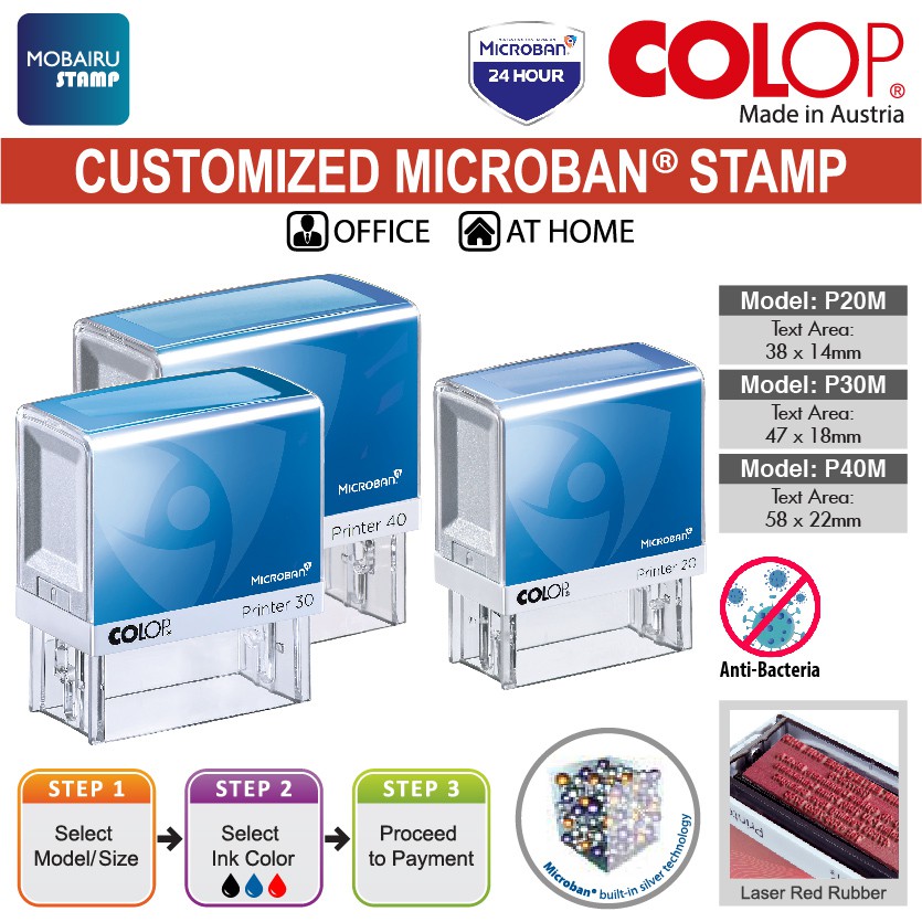 COLOP Microban Customized Rubber Stamps - Printer Line P20M to P40M [Office, School & Hospital ...