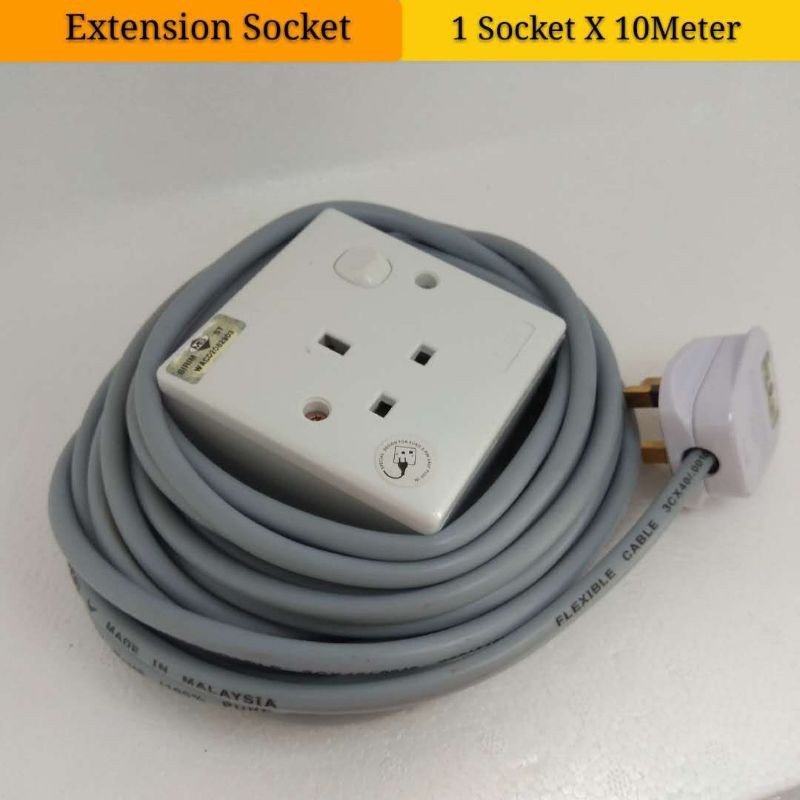 Extension Socket 1 Gang x 10 Meter (SIRIM) | Shopee Malaysia