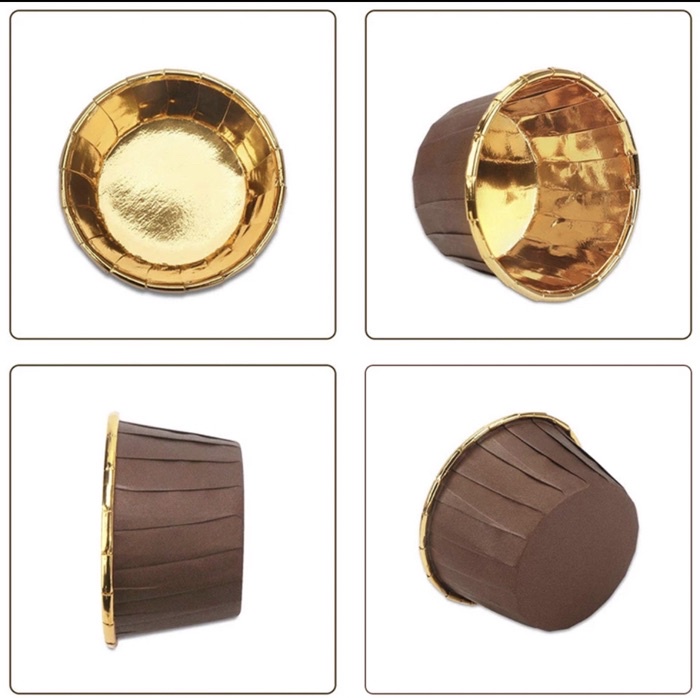 Kek Large Size 50pcs Aluminium Foil Baking Cupcake Muffin Cup Gold ...