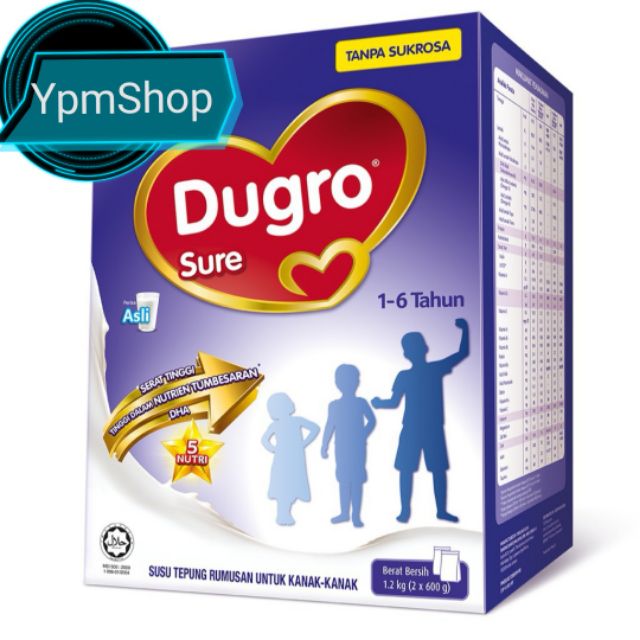Dugro sure & Dugro Sure Plus tanpa SUKROSA 1.2kg or 2boxes of 600g ...