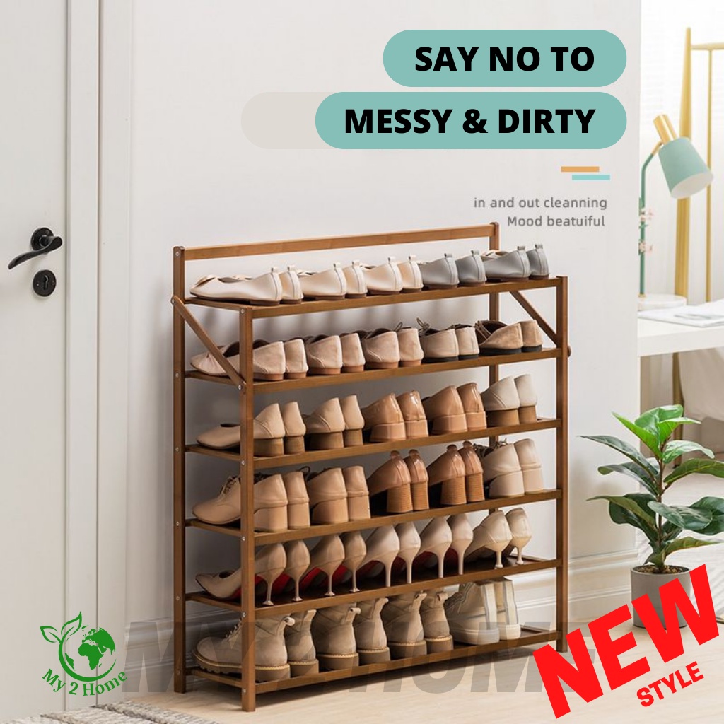 Multipurpose Shoe Rack (Installation-Free) Foldable Wooden RAK KASUT ...