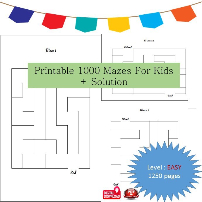 Maze ( 1000 pages) Kindergarten Practice Preschool Printable Worksheet ...