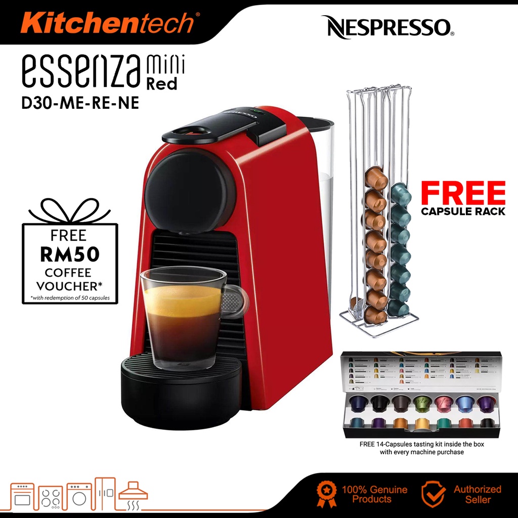 [FREE RACK] Nespresso D30-ME-RE-NE Essenza Mini Fully Automatic Capsule ...