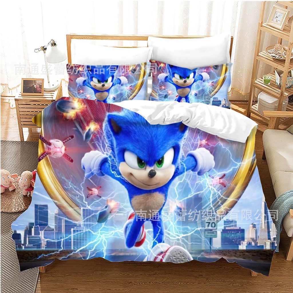 Sonic The Hedgehog Quilt Bedsheet Set Single Size Duvet Cover Quilt ...