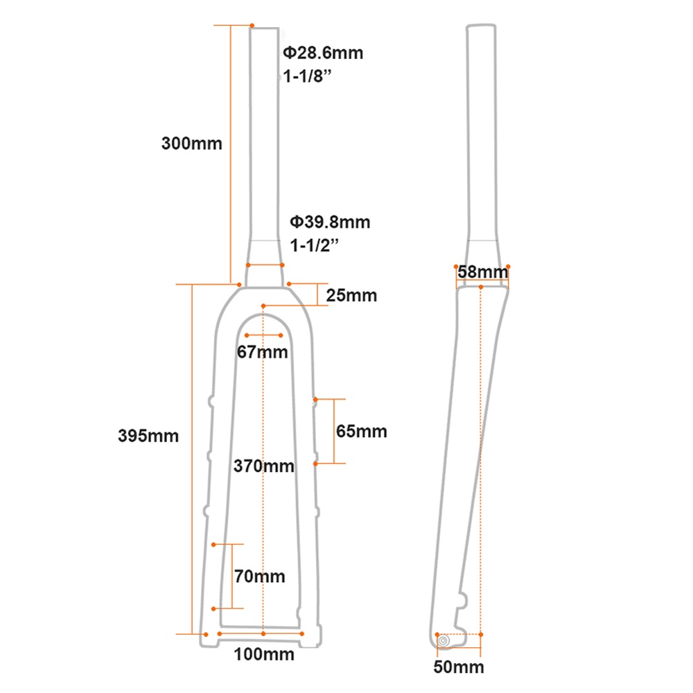 KOCEVLO Carbon Fiber Road Bicycle Front Fork Disc Gravel Fork 1-1/8 ...
