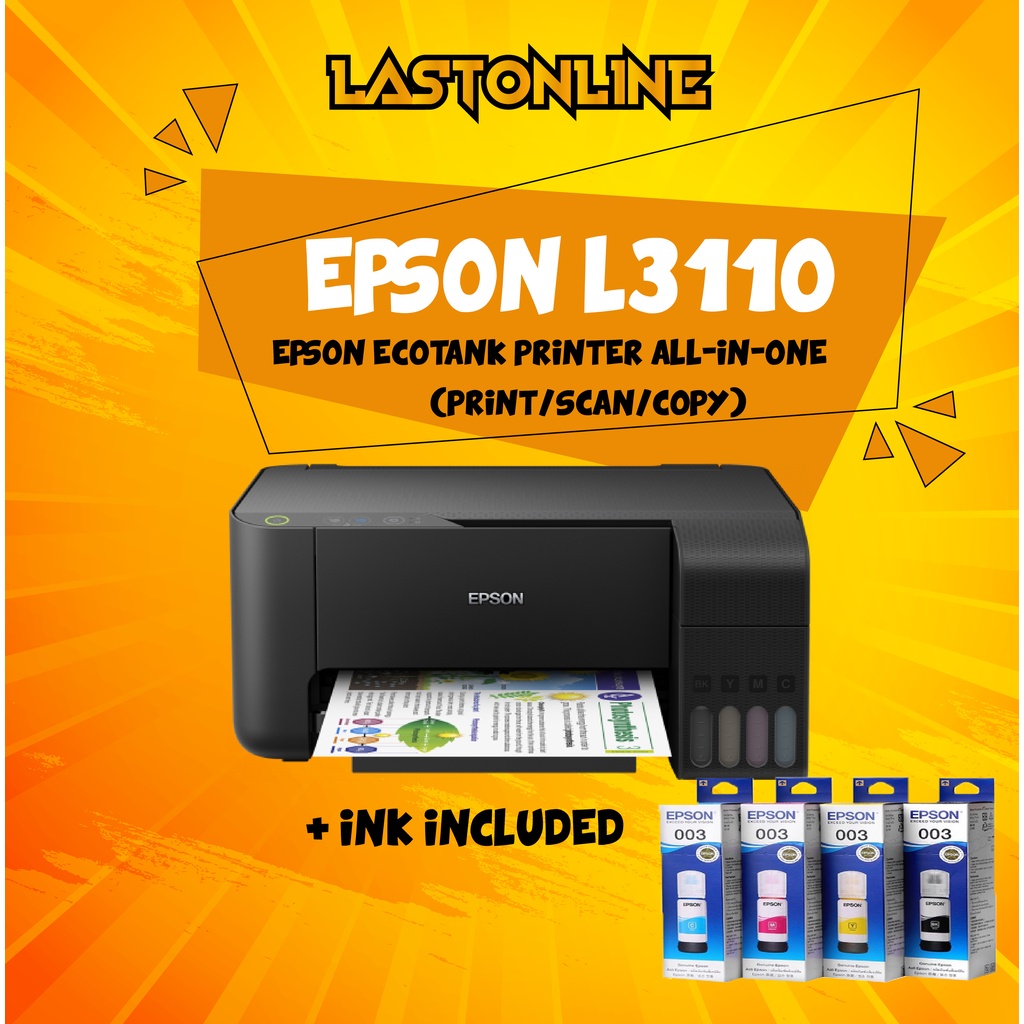 EPSON EcoTank L3110 ALL IN ONE INK TANK PRINTER (With 4 Bottle Original ...
