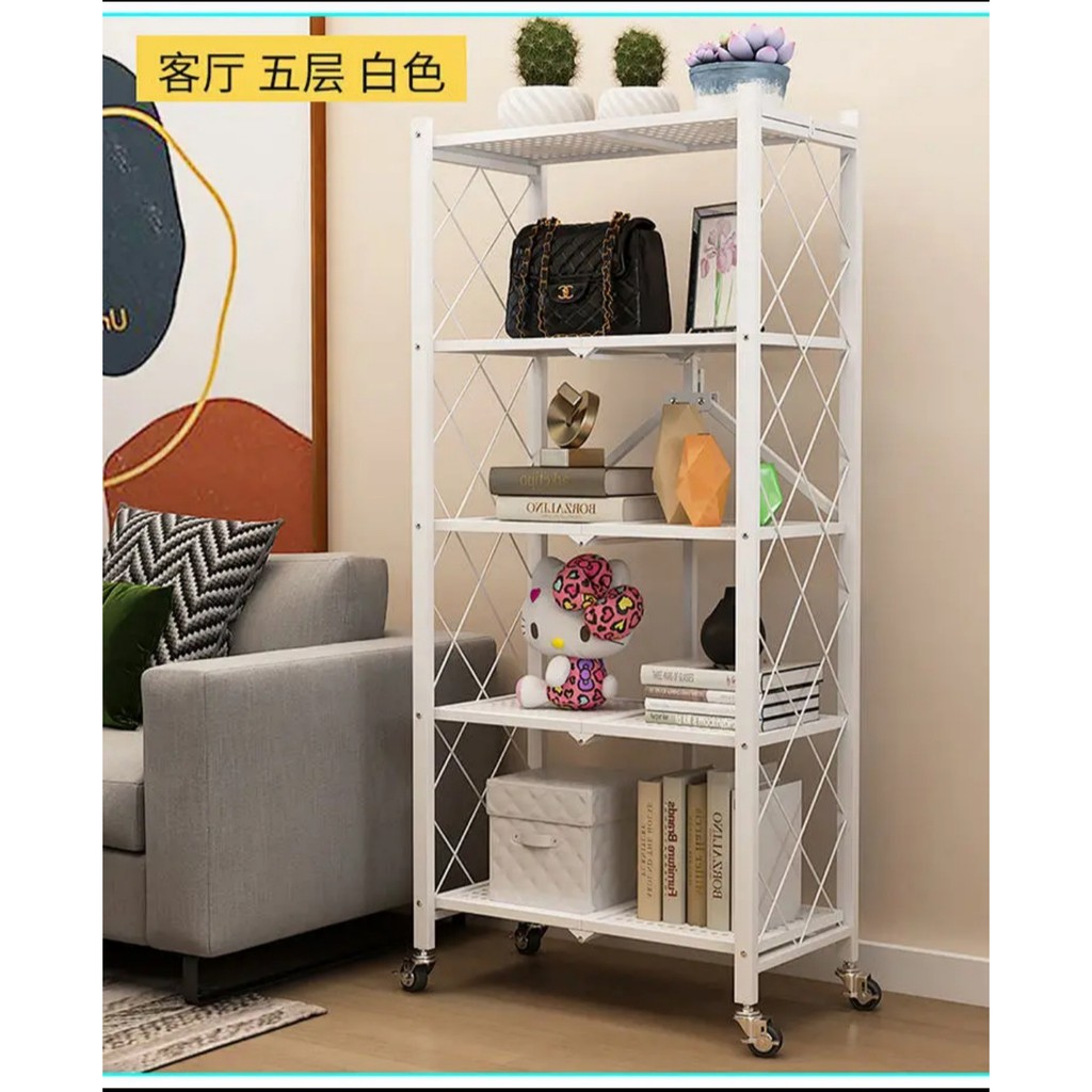 Foldable Rack Trolley Storage Racks Kitchen Organizers Home Storage Rak ...
