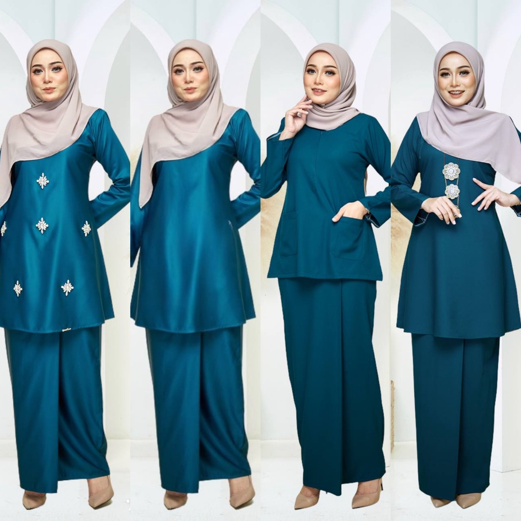 BAJU KURUNG TEAL BLUE COLLECTION SIZE S TO 5XL | Shopee Malaysia