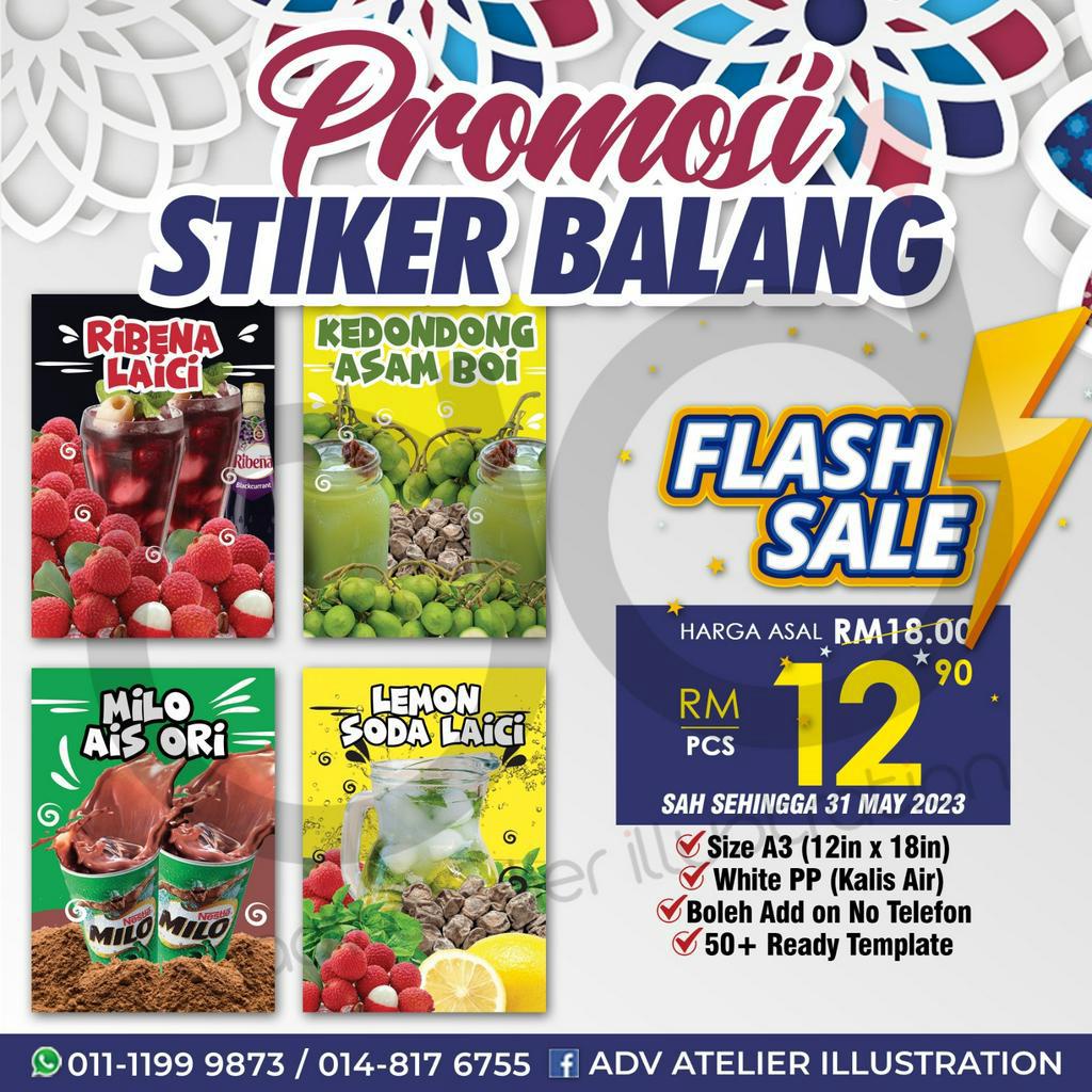 PART 1 STICKER AIR BALANG SAIZ A3/WATERPROFF/BOLEH EDIT INFO | Shopee ...