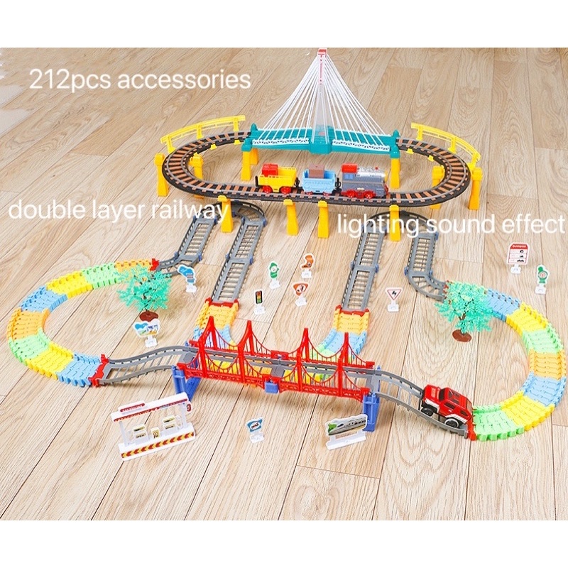 212pcs Train Car Track Rail Train Assembly High-speed Rail Diy Music ...