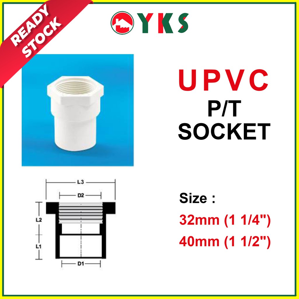 UPVC P/T SOCKET 32mm & 40mm - Pipe & Fittings System | Shopee Malaysia
