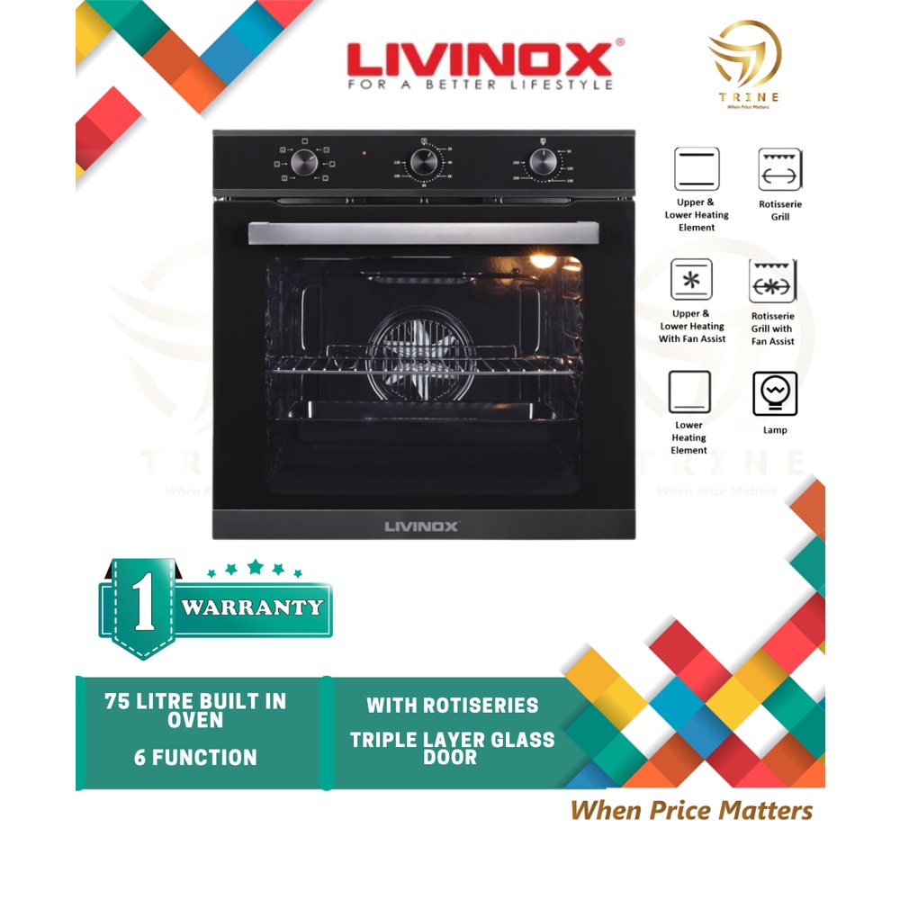 LIVINOX 75 LITRES BUILT IN OVEN LBO-LINOX 6F-75SS | Shopee Malaysia