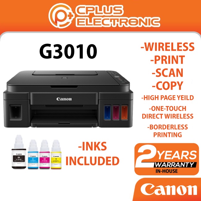 Canon PIXMA G3010 Inkjet Printer | Wireless Print Copy Scanner ...
