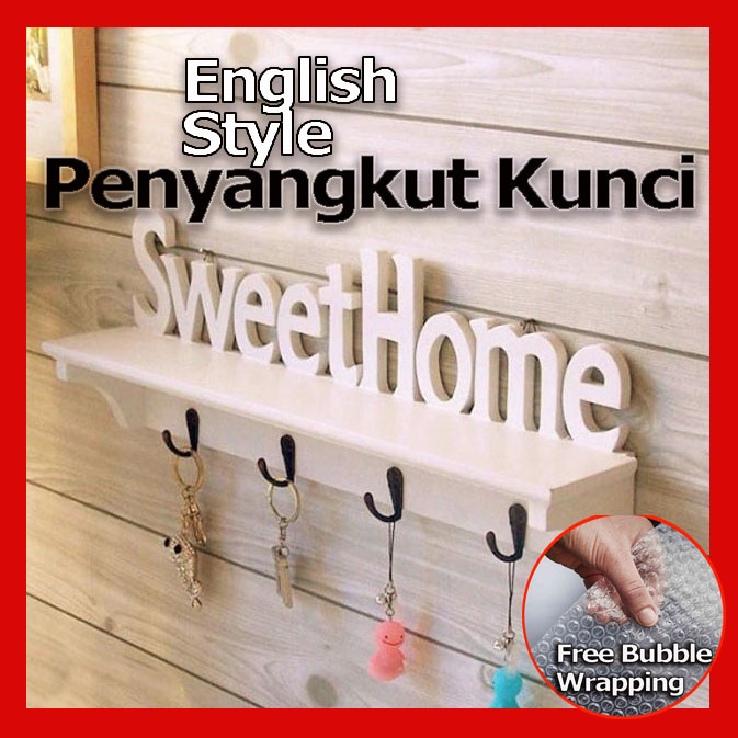 Key Holder Wall Home Decor Tempat Gantung Sangkut Kunci Key Hanger ...